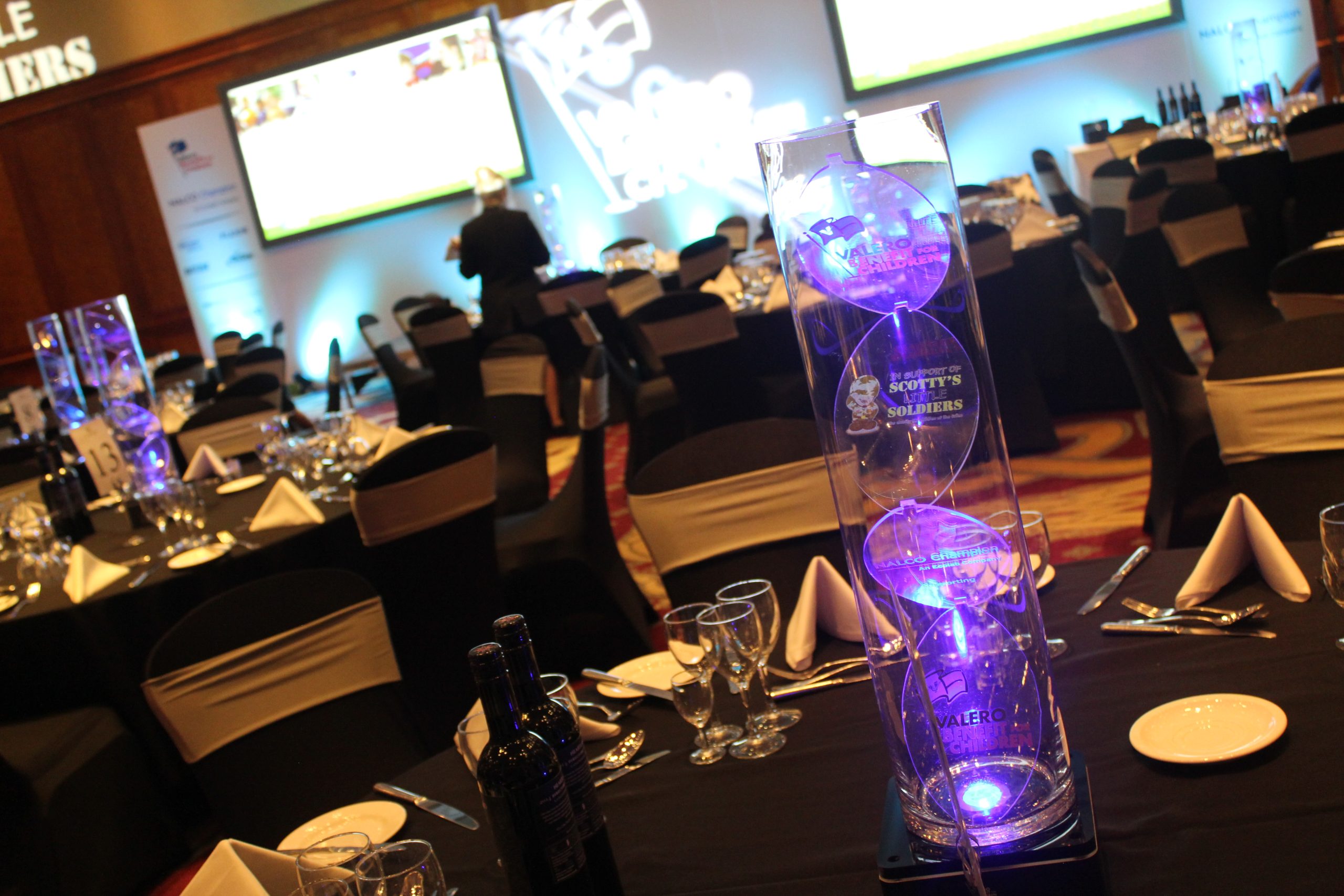 Logo Disc Stack Centerpieces - Table Art