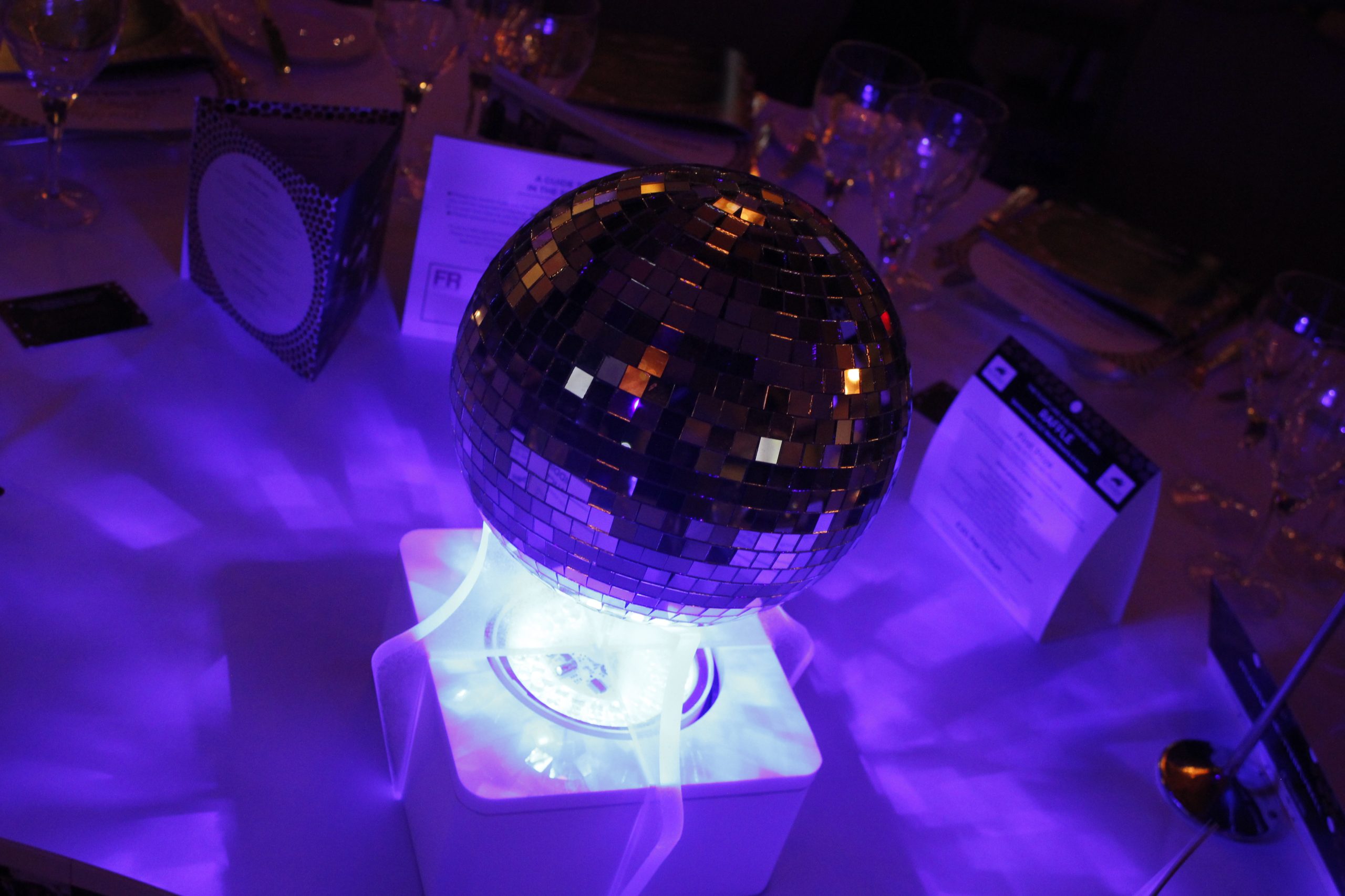 Low Mirror Ball Centerpieces - Table Art